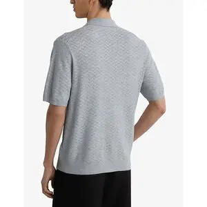 REISS Phoenix Short-sleeved Knitted Shirt - Soft Grey