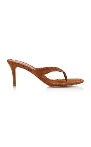 GIANVITO ROSSI Suede Thong Heel Sandals - Brown