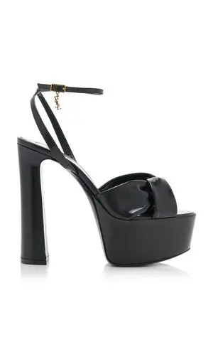 Saint Laurent Franciane Leather Platform Sandals - Black