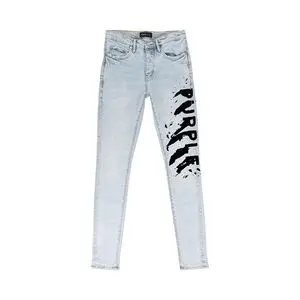 PURPLE BRAND Flocked Painted Wordmark Skinny Jeans