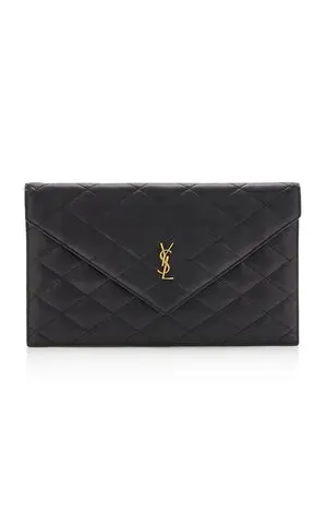 Saint Laurent Paris Leather Pouch - Black