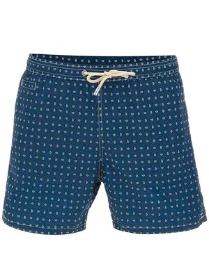 MC2 SAINT BARTH Swimsuit With Paisley And Polka Dot Print - Blue
