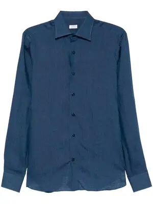 BORRIELLO NAPOLI Linen Long-slevee Shirt - Blue