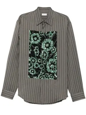 Dries Van Noten Caper Embroidered Shirt - Grey