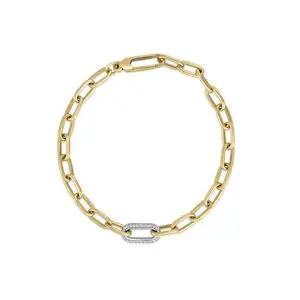 ROBERTO COIN 18k Gold Paperclip Link Chain Bracelet With Diamond