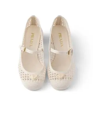 Prada Crochet Mary Jane Pumps - Neutral