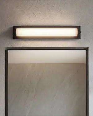 Quince Ribbed Steel Led Vanity Sconce - Black
