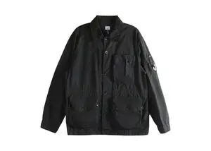 C.P. COMPANY Flatt Nylon Mixed Button Lens Jacket - Black