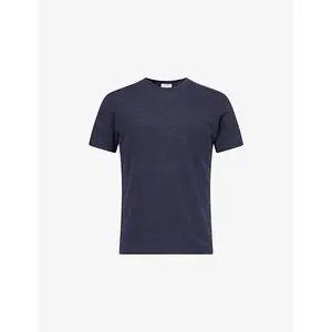 Sunspel Short-sleeve Cotton-linen T-shirt - Navy