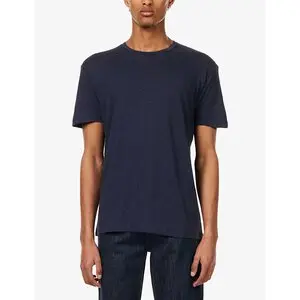 Sunspel Short-sleeve Cotton-linen T-shirt - Navy