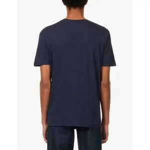 Sunspel Short-sleeve Cotton-linen T-shirt - Navy