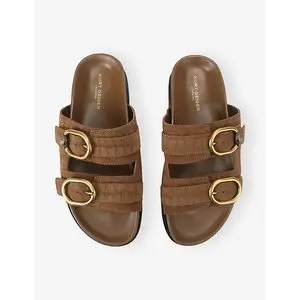 Kurt Geiger Bancroft Flat Suede Sandals - Tan