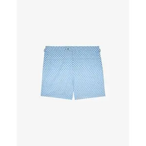 REISS Geo-print Swim Shorts - Soft Blue