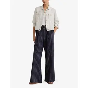 REISS Carmen Lyocell And Linen Trucker Jacket - Neutral