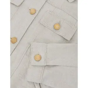 REISS Carmen Lyocell And Linen Trucker Jacket - Neutral