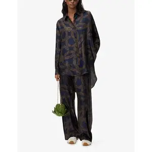 Loewe X Paula's Ibiza Anagram-print Silk Shirt - Navy/brown
