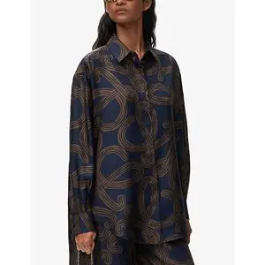 Loewe X Paula's Ibiza Anagram-print Silk Shirt - Navy/brown