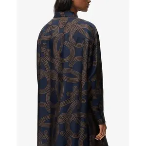 Loewe X Paula's Ibiza Anagram-print Silk Shirt - Navy/brown