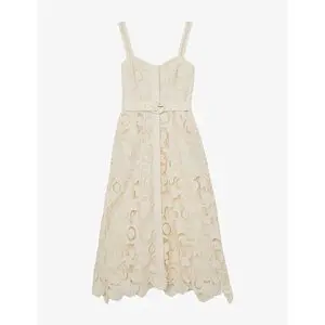 REISS Kerina Button-front Lace Midi Dress