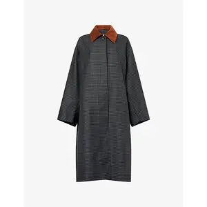 ROHE FRAMES Check-print Wool Coat With Suede Collar