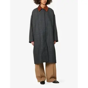 ROHE FRAMES Check-print Wool Coat With Suede Collar