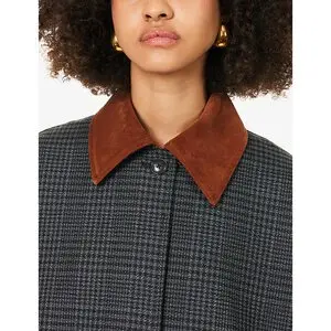 ROHE FRAMES Check-print Wool Coat With Suede Collar