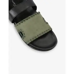 Kurt Geiger Baker Flat Leather Sandals - Blk/green