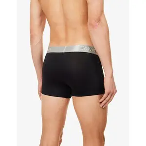 Calvin Klein Brushed Logo-waistband Pack-of-three Microfibre-stretch Trunks