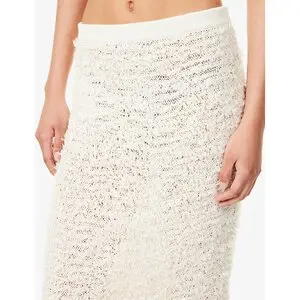 Khaite Adela Bouclé Midi Skirt - Ivory