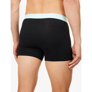 Calvin Klein Icon Logo-waistband Pack-of-three Stretch-cotton Trunks - Multi