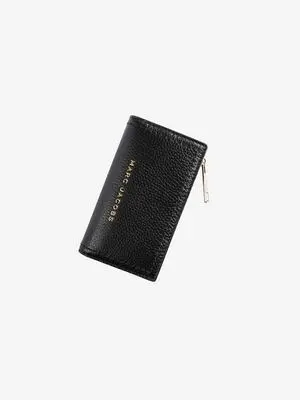 Marc Jacobs Groove Slg Signet Medium Flat Wallet - Black