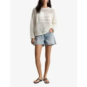Polo Ralph Lauren Flag Pointelle-knit Cotton Jumper - White Multi