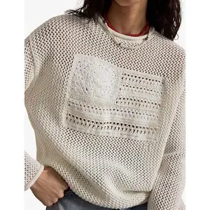 Polo Ralph Lauren Flag Pointelle-knit Cotton Jumper - White Multi
