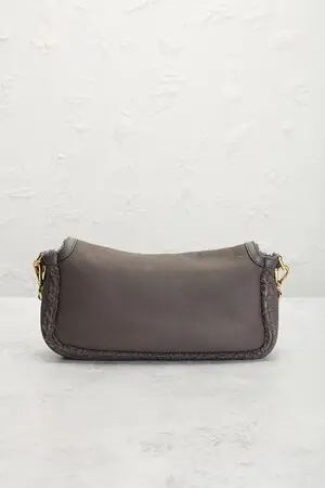 Fendi Shearling Baguette Shoulder Bag - Grey