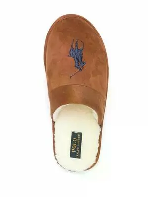 Polo Ralph Lauren Polo Pony Embroidered Slippers - Brown