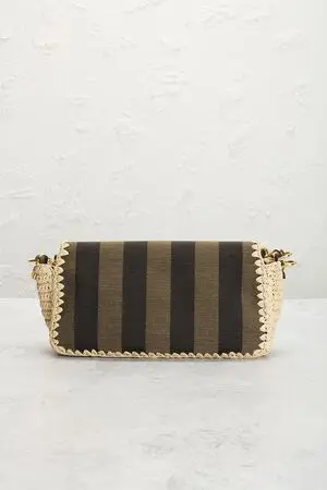 Fendi Pequin Baguette Shoulder Bag - Brown