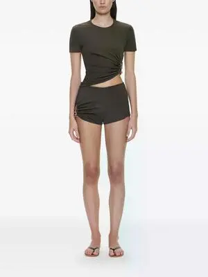 Christopher Esber Droplet Crystal Ruched T-shirt - Brown