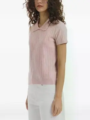 CRUSH COLLECTION Knit Peter Pan Collar T-shirt
