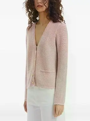 CRUSH COLLECTION Openwork Scallop Cardigan