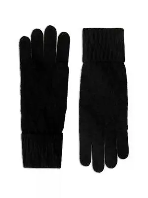 Armani Exchange Monogram Cable-knit Gloves - Black