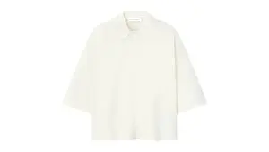Fear Of God Essentials Pique Signature 90's Cropped Polo Shirt - Ivory