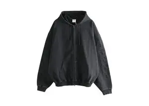 Vetements Embroidered Biker Cross Sleeves Zipup Hoodie