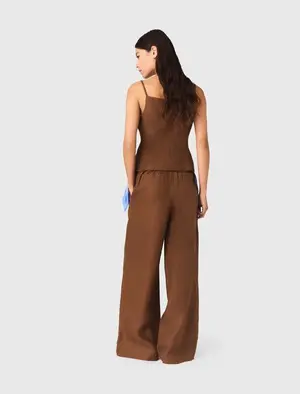 Maje Linen Blend Waistcoat Top - Brown