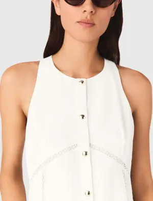 Maje Sleeveless Embroidered Linen-blend A-line Mini Dress
