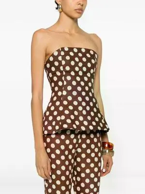 Faithfull The Brand Petro Polka-dot Bandeau Top - Brown