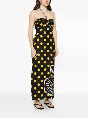 CALA DE LA CRUZ Leda Polka-dot Midi Dress