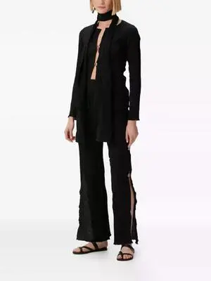 ANIM Crinkled Button-up Cardigan With Scarf