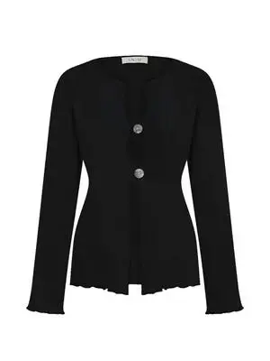 ANIM Crinkled Button-up Cardigan With Scarf