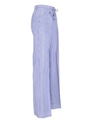 Kiton Wide Leg Silk Pants - Blue