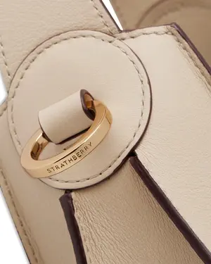 Strathberry Arkshell Medium Leather Handbag - Oat